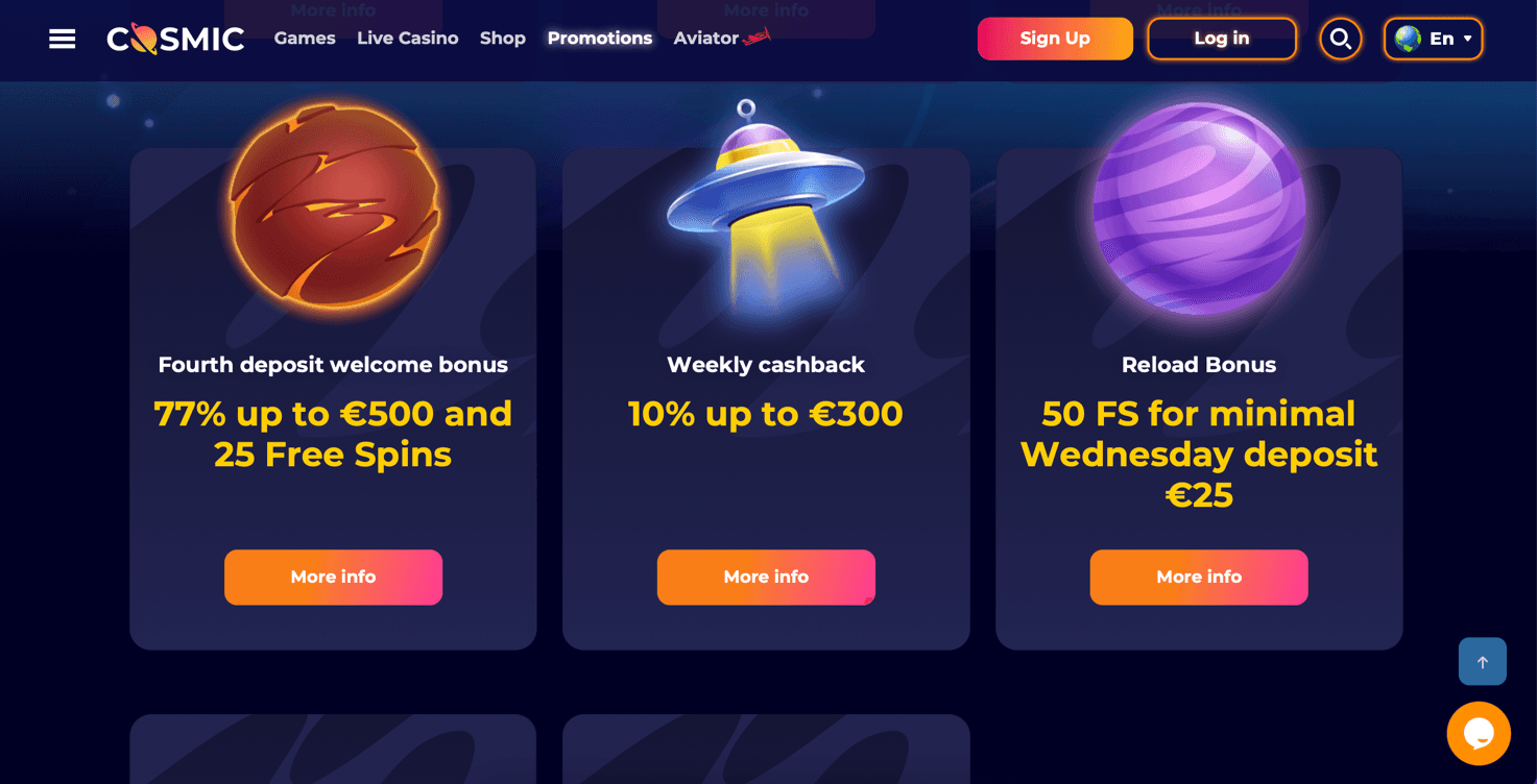 Cosmic Slot Online Casino Review and Bonus - AboutSlots